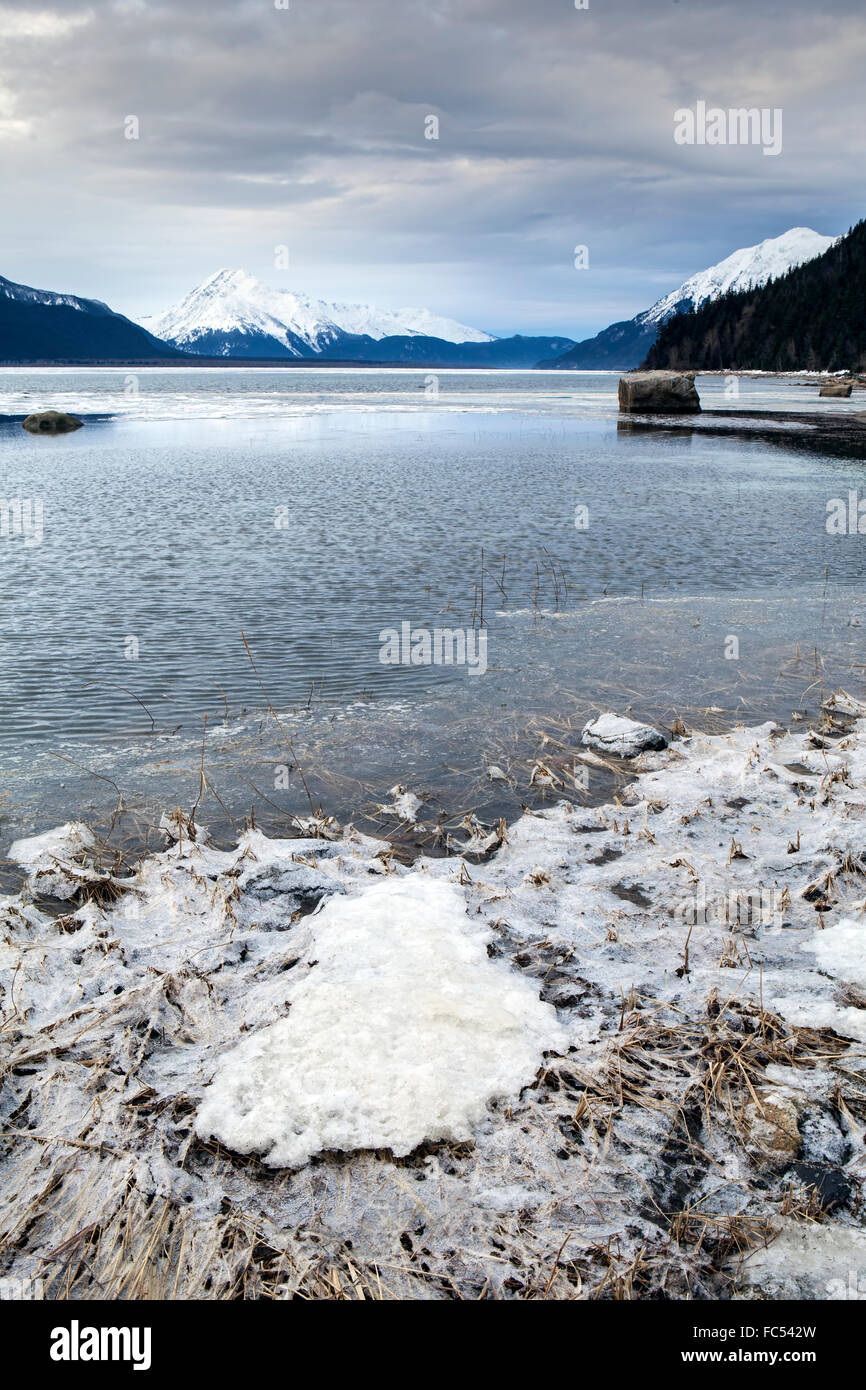 Dark storm clouds moving in over the Chilkat Inlet near Haines Alaska ...