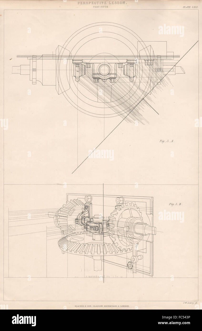 VICTORIAN ENGINEERING DRAWING. Perspective Lesson. Part fifth, old ...