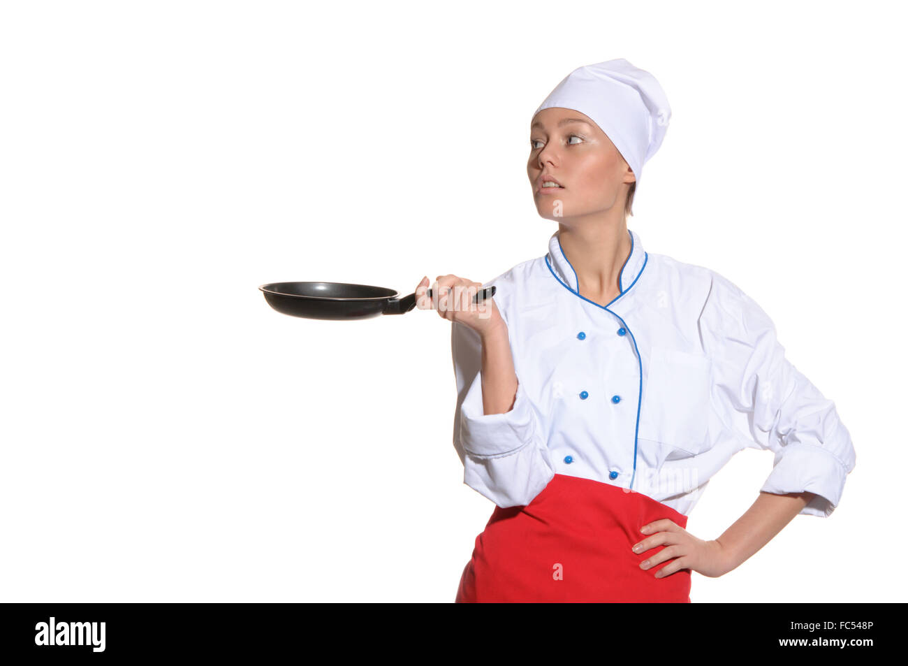 woman-cook with frying pan Stock Photo - Alamy