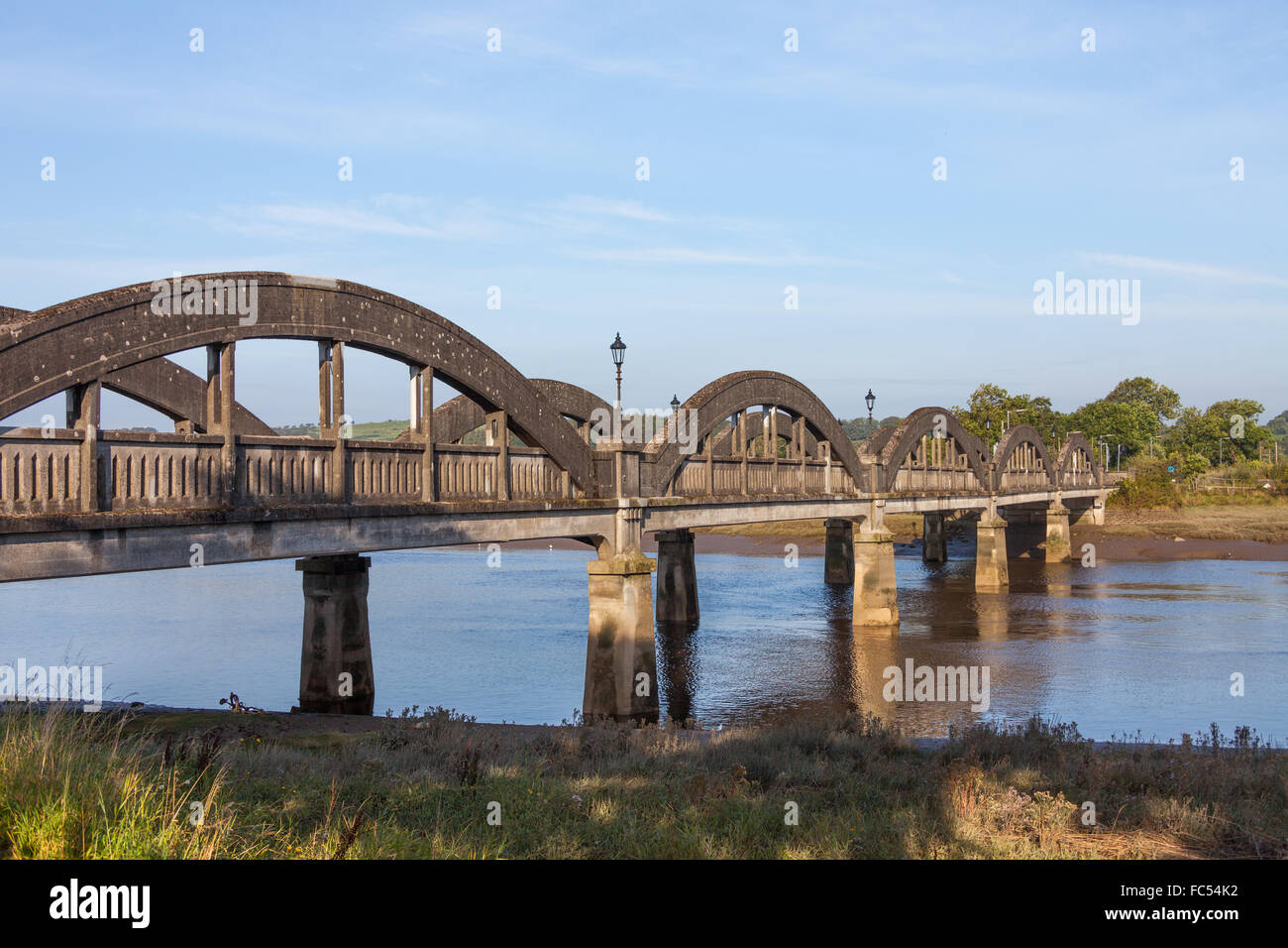 Road bridge over the river Dee, Kirkcudbright village, Dumfries and ...