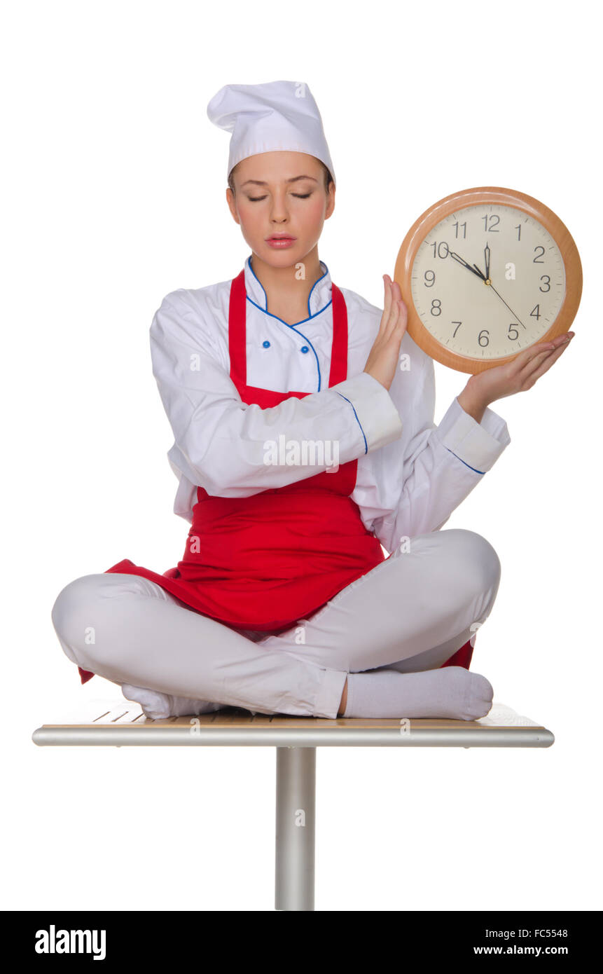 Chef holding a clock Stock Photo - Alamy