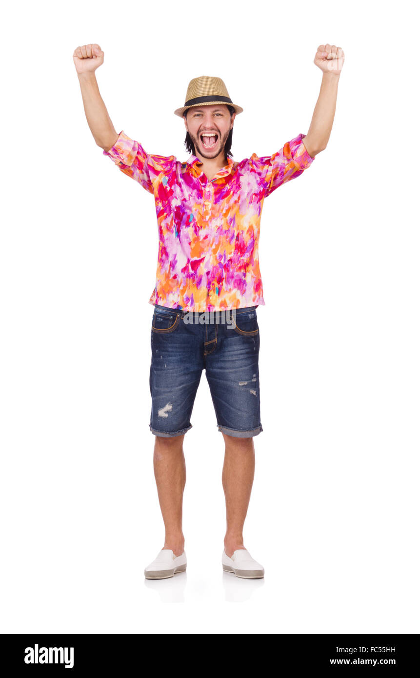 Funny tourist isolated on white Stock Photo - Alamy