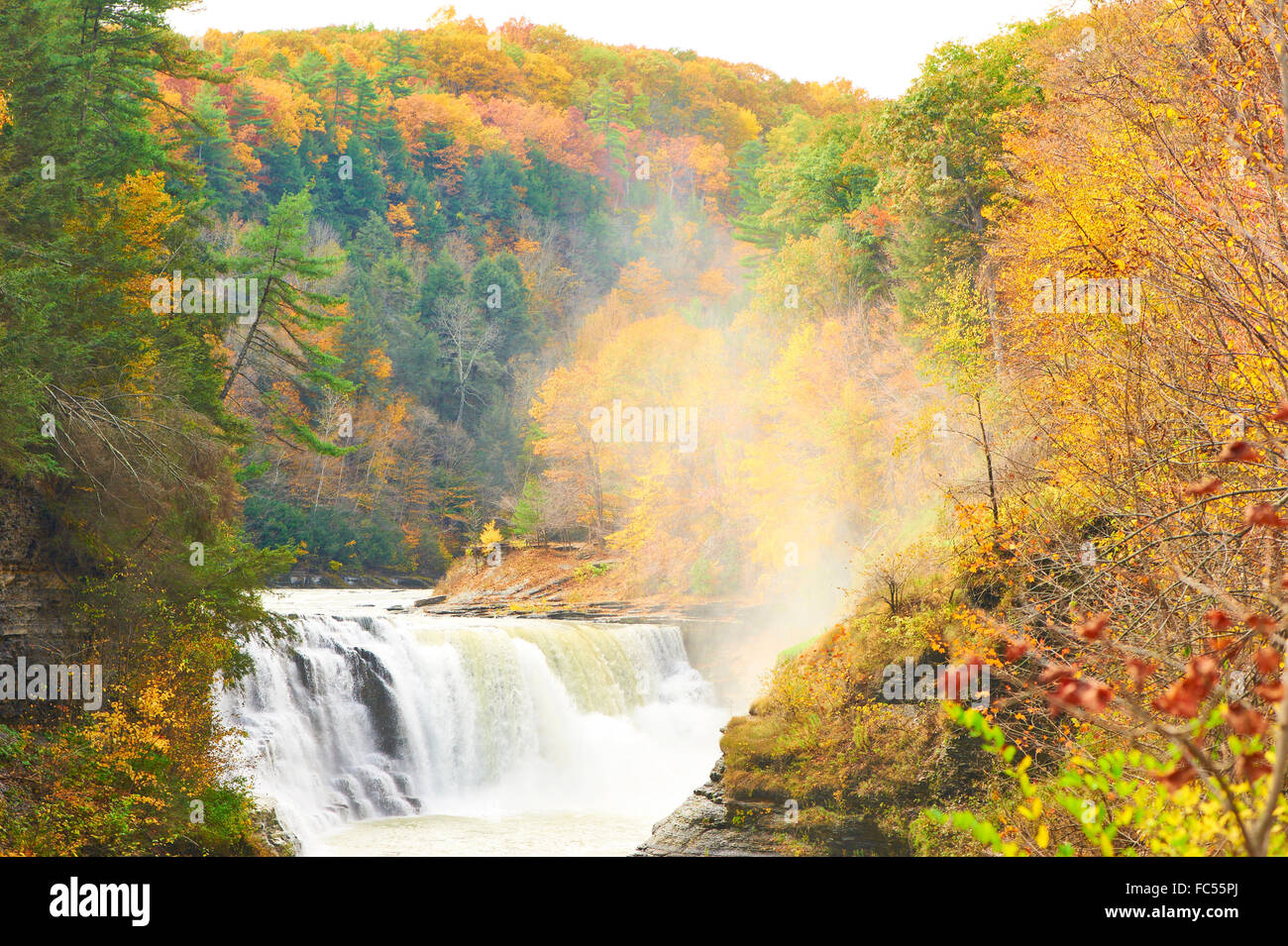 Autumn scene of waterfalls and gorge Stock Photo - Alamy