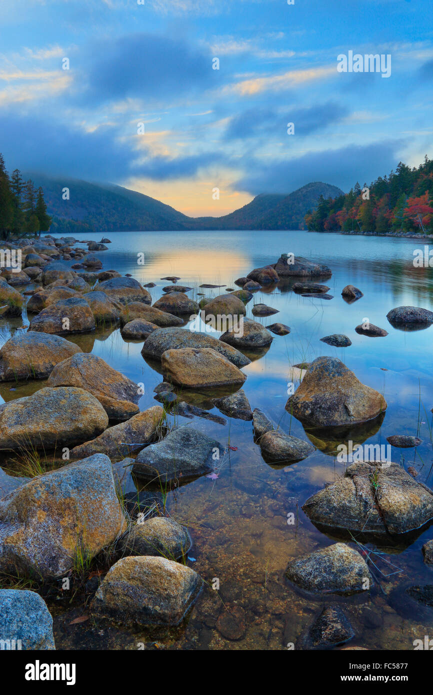 Sunset Along Jordan Pond Shore Trail, Acadia National Park, Maine, USA ...