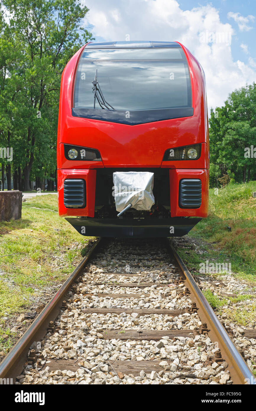 Red train front view hi-res stock photography and images - Alamy