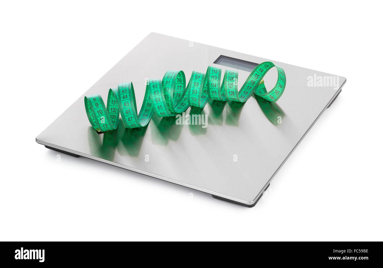 Measuring tape and weight scale Stock Photo - Alamy