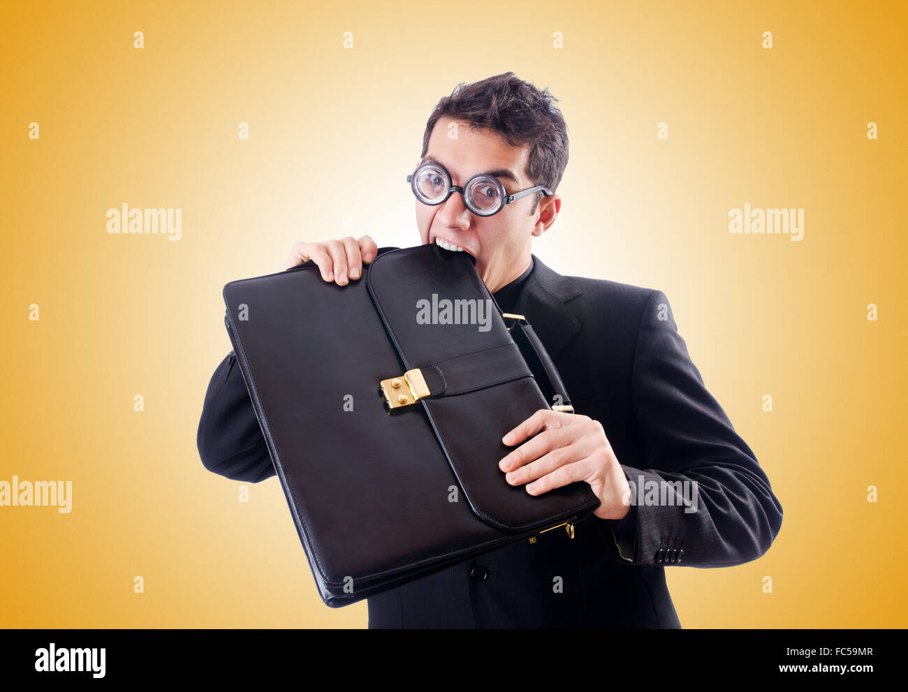 Nerd businessman against the gradient Stock Photo - Alamy