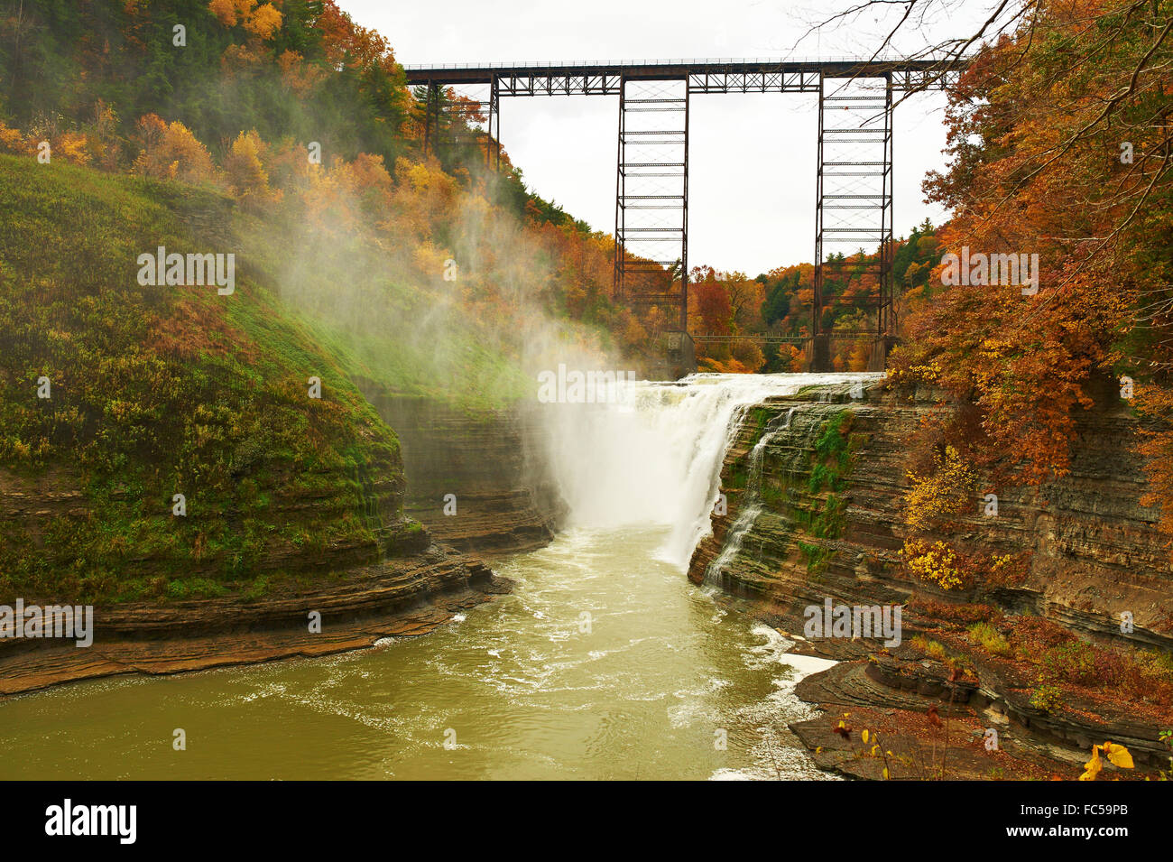Autumn scene of waterfalls and gorge Stock Photo - Alamy