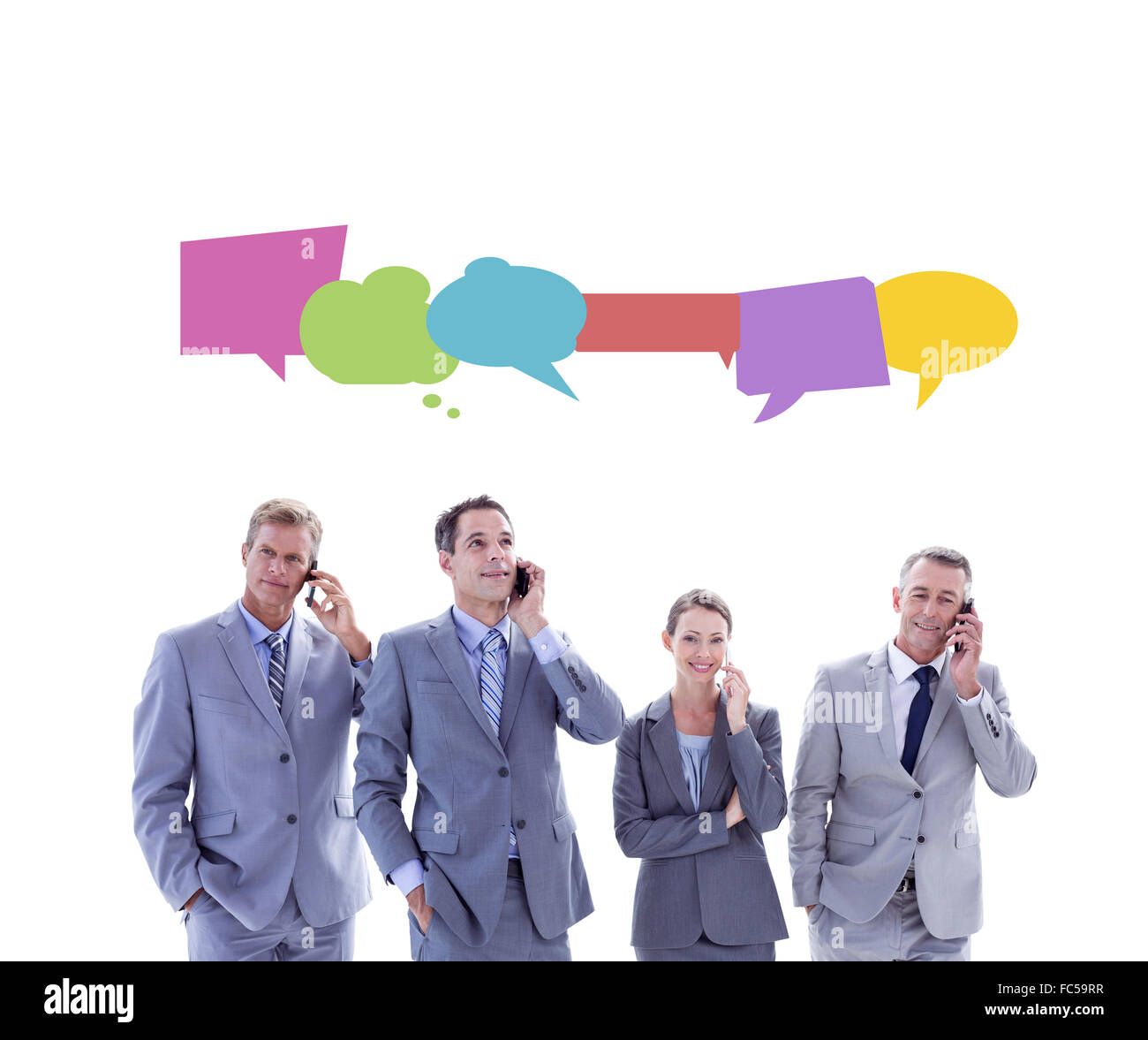 Composite image of employees using their mobile phone Stock Photo - Alamy