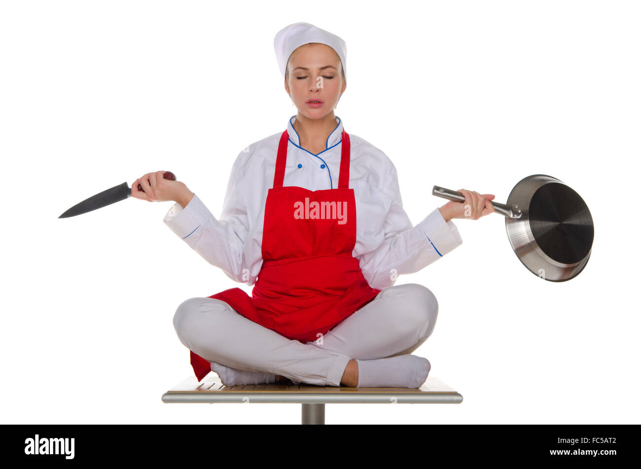 Cook with closed eyes Stock Photo - Alamy