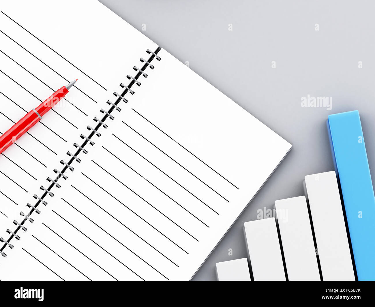 3d Notepad with bar graph Stock Photo - Alamy
