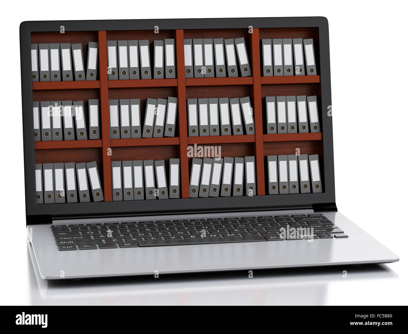 3d Laptop and files. isolated white background Stock Photo - Alamy