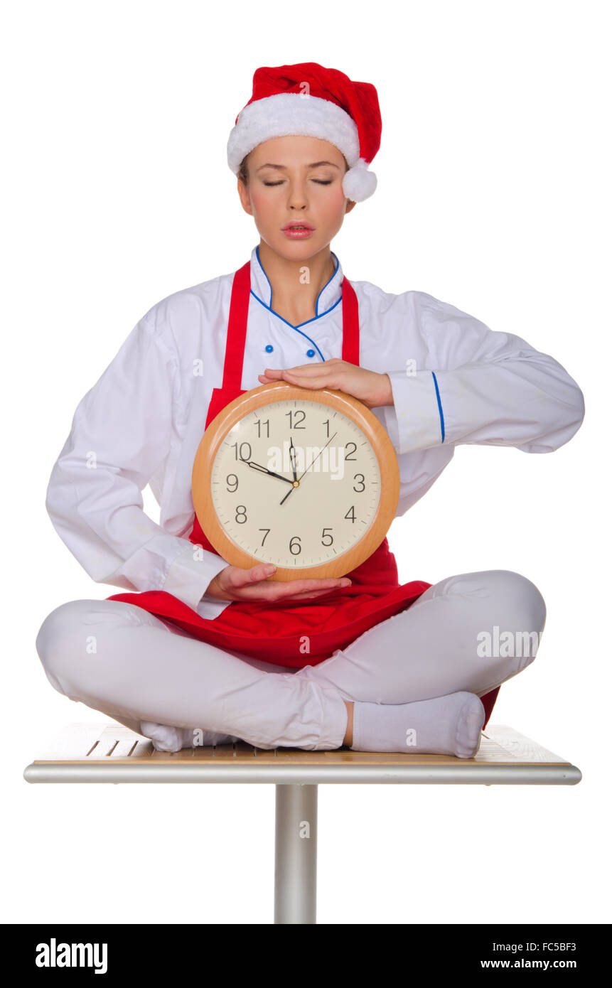 Cook eyes closed and with the clock Stock Photo - Alamy