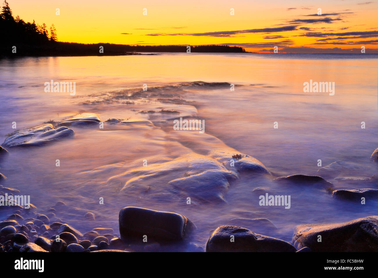 Sunrise, Schoodic Harbor, Schoodic Peninsula, Acadia National Park ...