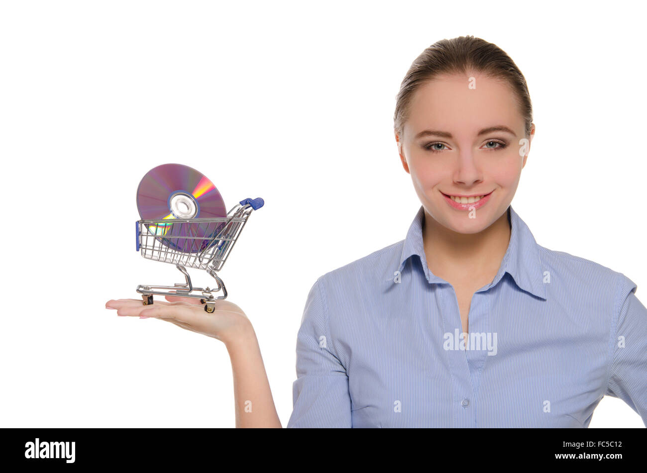 Woman with optical disks in shopping trolley Stock Photo - Alamy Woman with optical disks in shopping trolley Stock Photo - Alamy