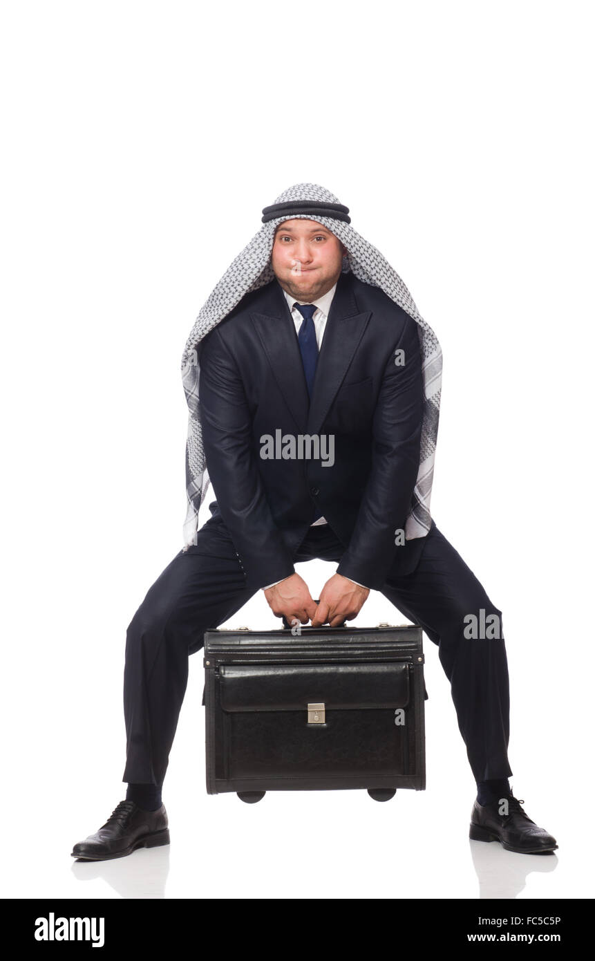 Arab man with luggage on white Stock Photo - Alamy