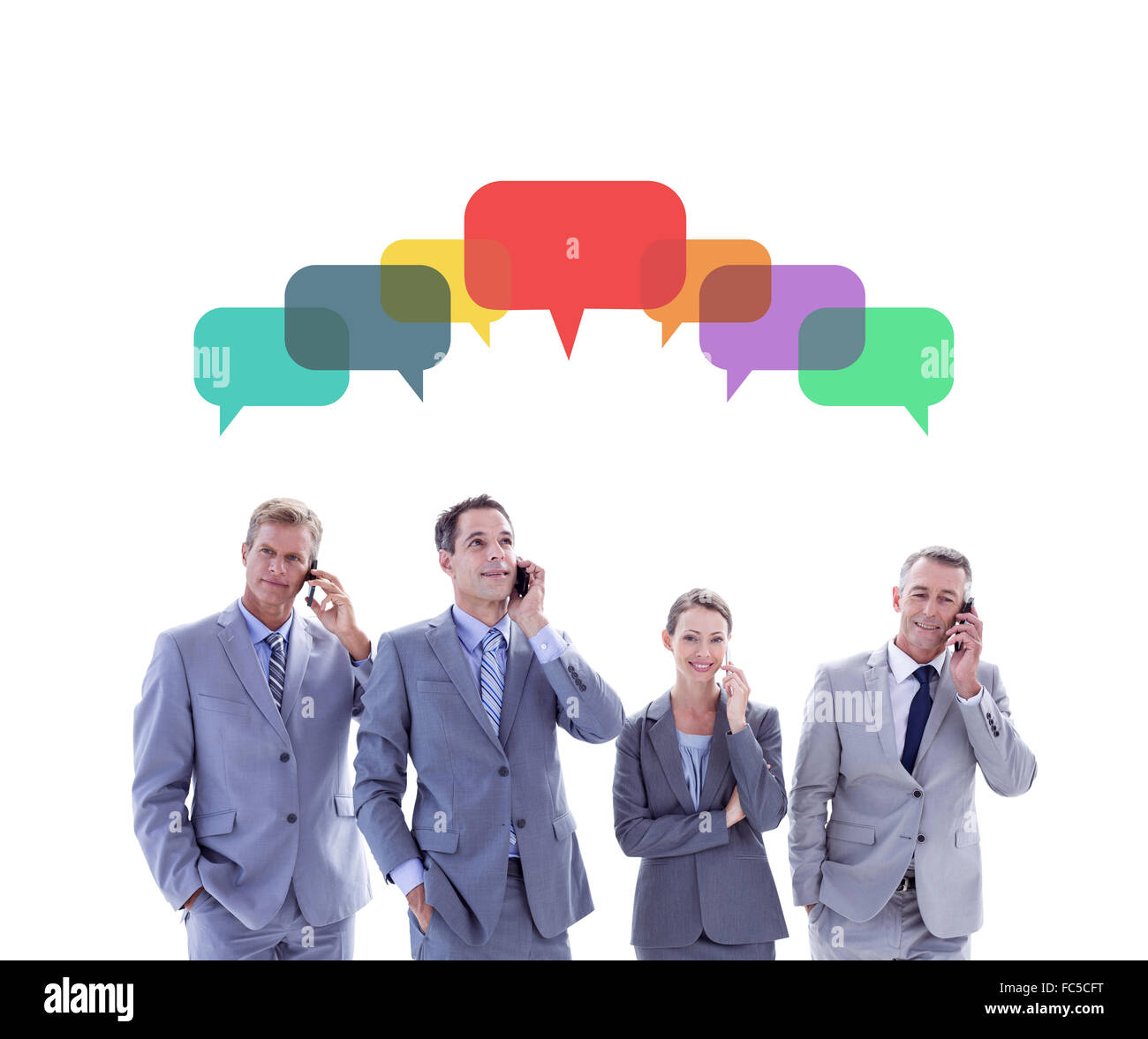 Composite image of employees using their mobile phone Stock Photo - Alamy