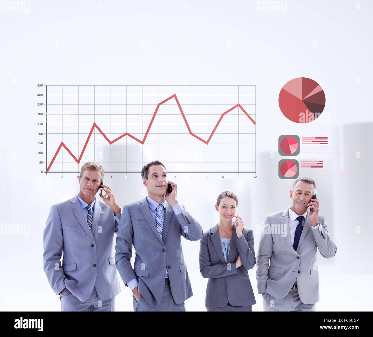 Composite image of employees using their mobile phone Stock Photo - Alamy