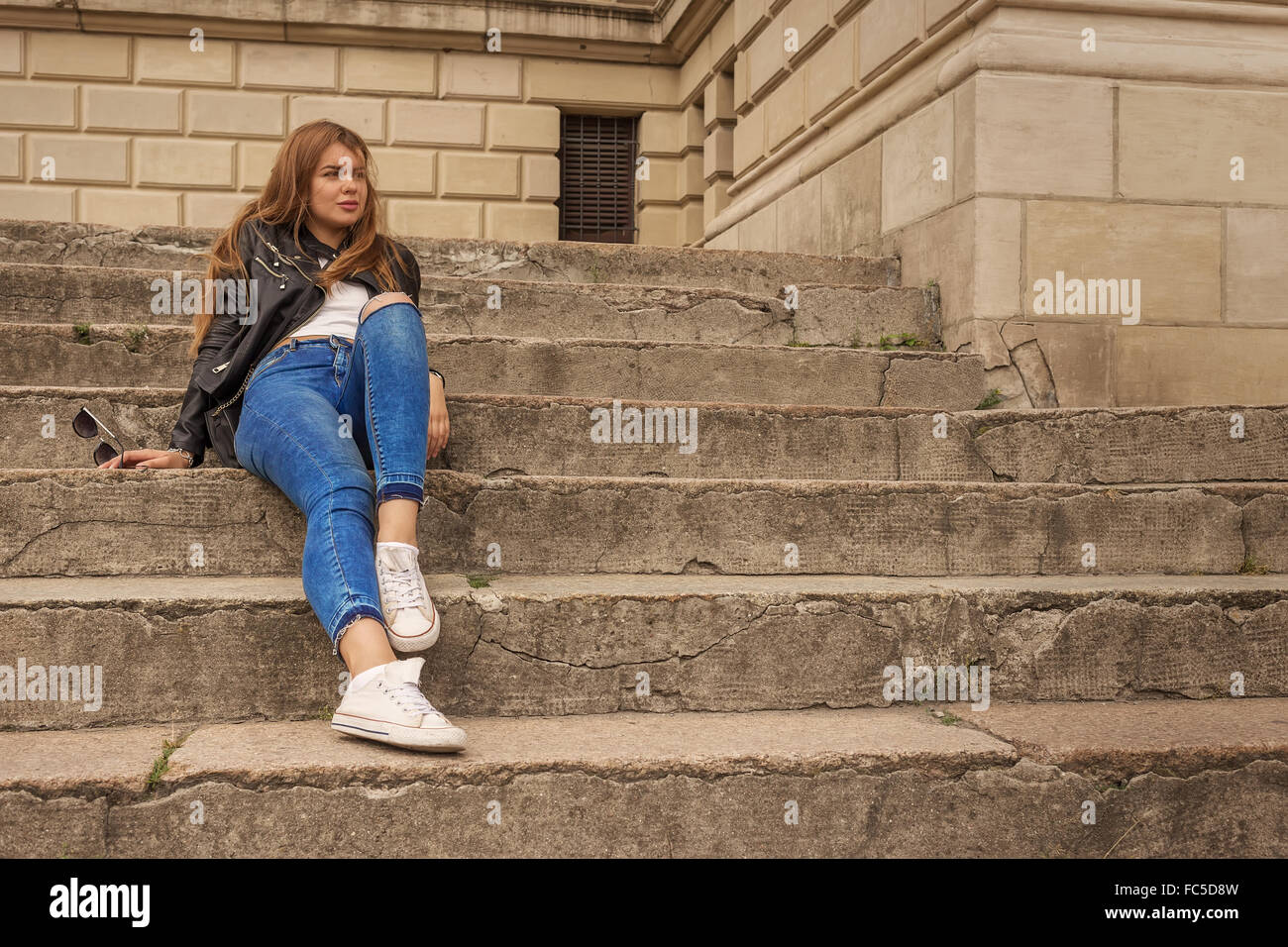 woman on steps Stock Photo - Alamy