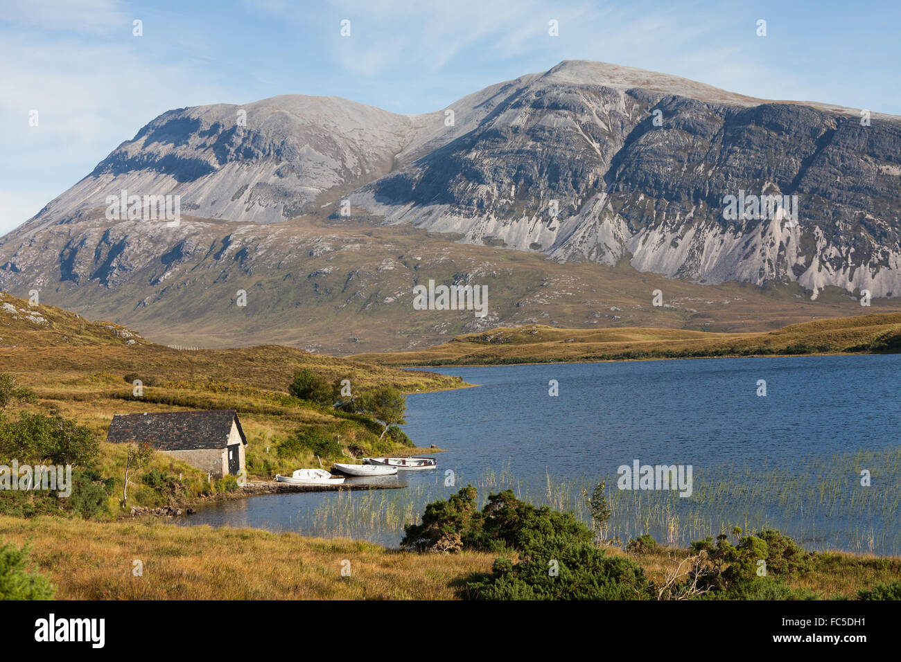 Boathouse, Loch Stack, Sutherland, Highlands, Scotland Stock Photo - Alamy