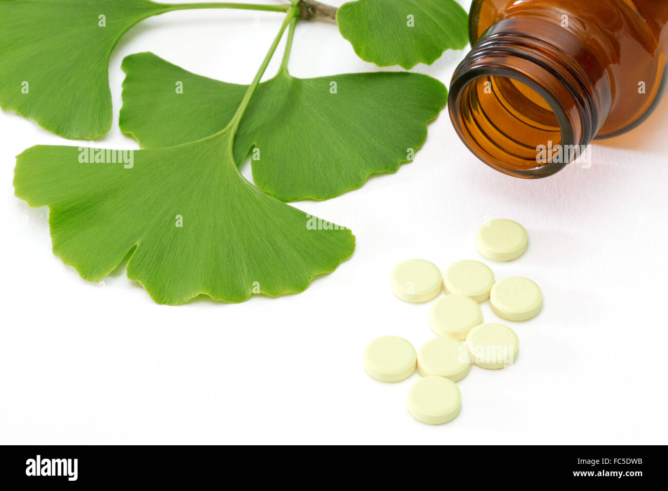 Ginkgo leaves and pills hi-res stock photography and images - Alamy