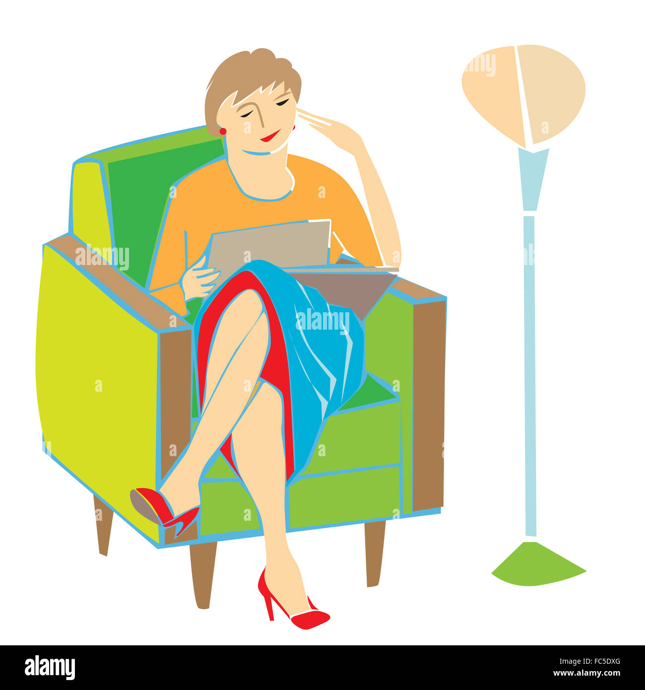 Woman character reading book hi-res stock photography and images - Alamy