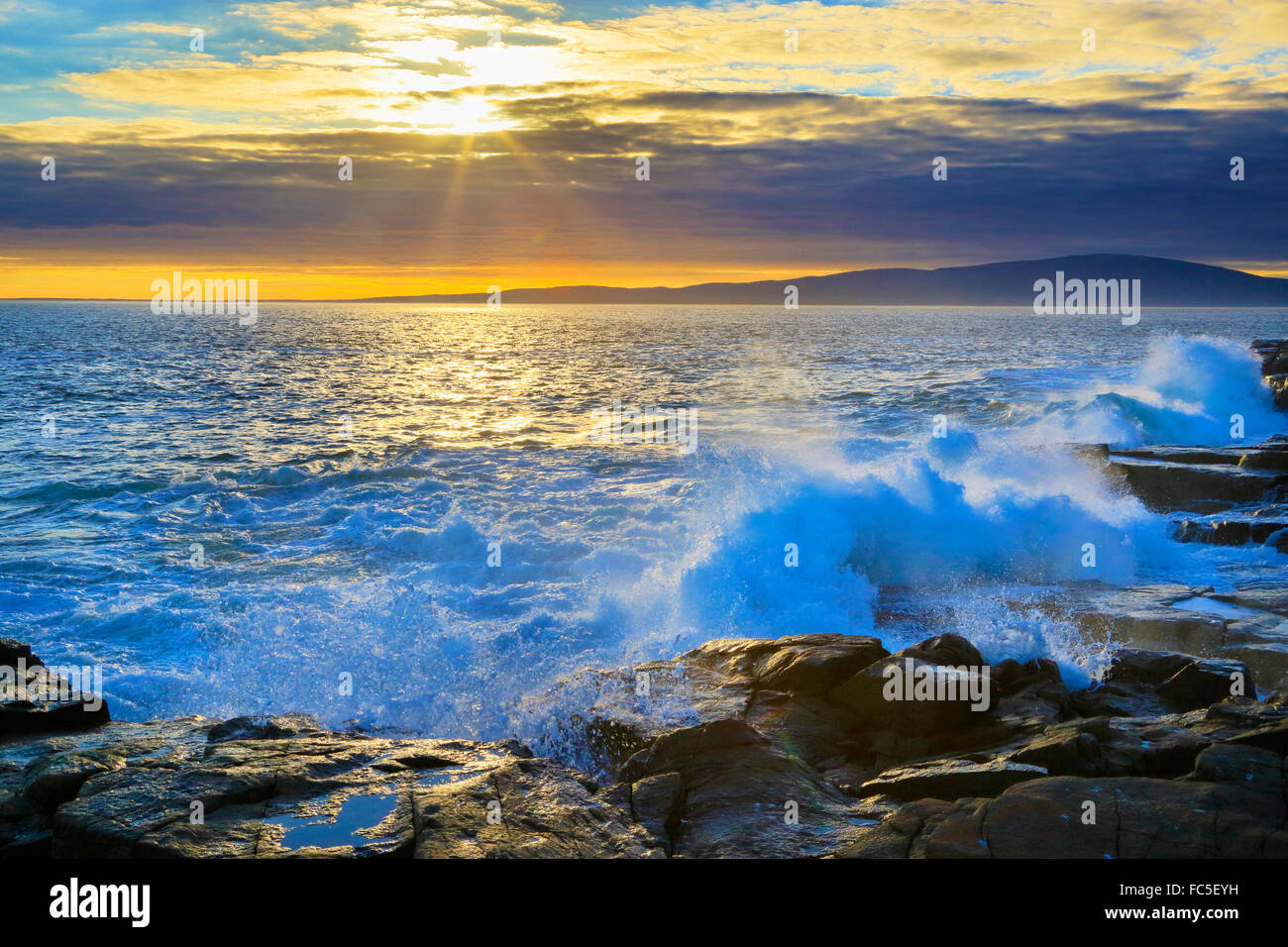 Sunset, Schoodic Point, Schoodic Peninsula, Acadia National Park, Maine ...