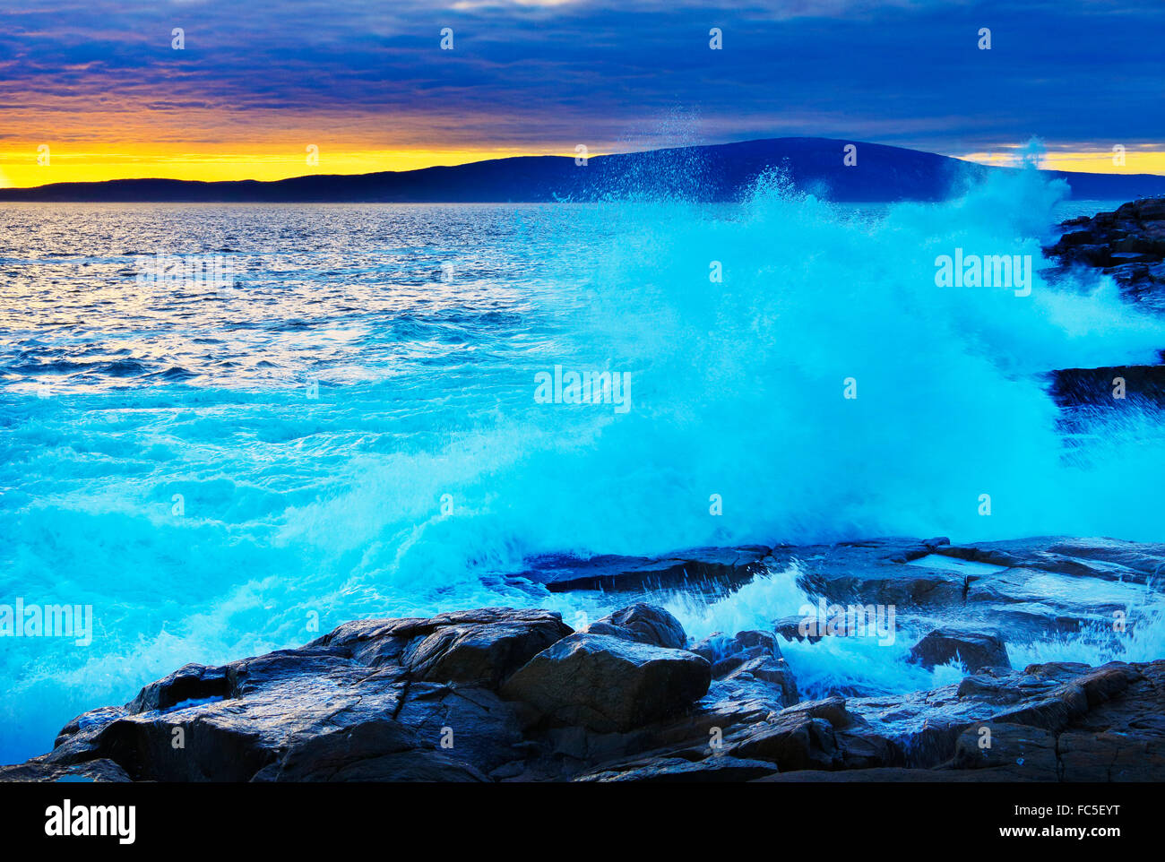 Sunset, Schoodic Point, Schoodic Peninsula, Acadia National Park, Maine ...