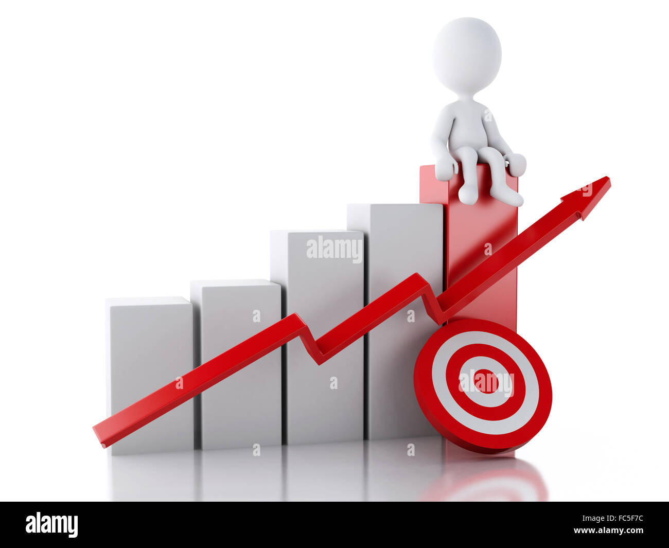 3d White people with business statistic graph Stock Photo - Alamy