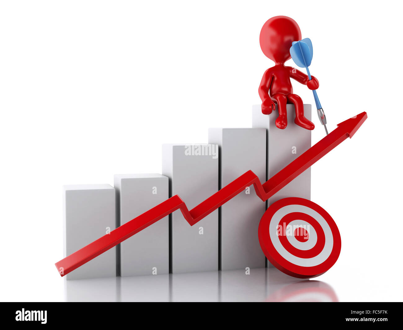 3d Red people with business statistic graph Stock Photo - Alamy