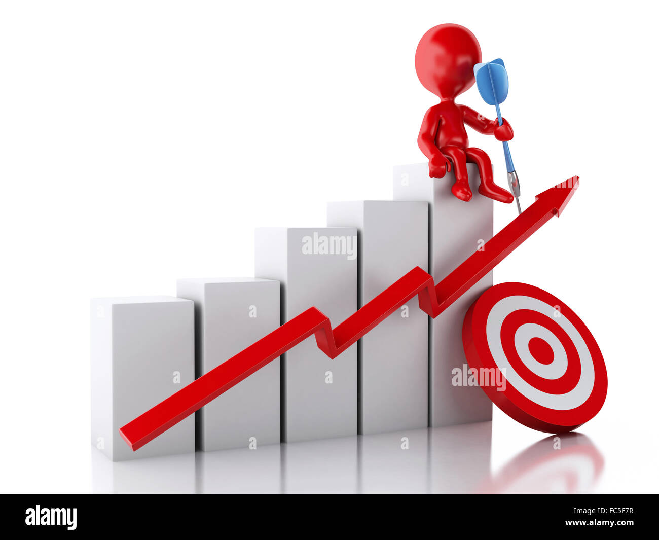 3d Red people with business statistic graph Stock Photo - Alamy