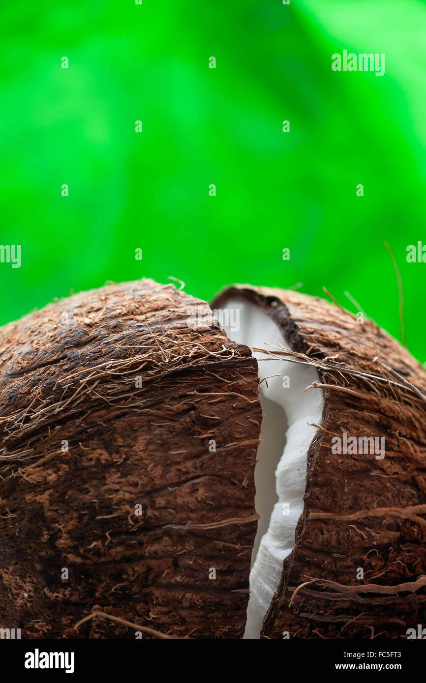 Delicious coconut with white coconut pulp Stock Photo - Alamy