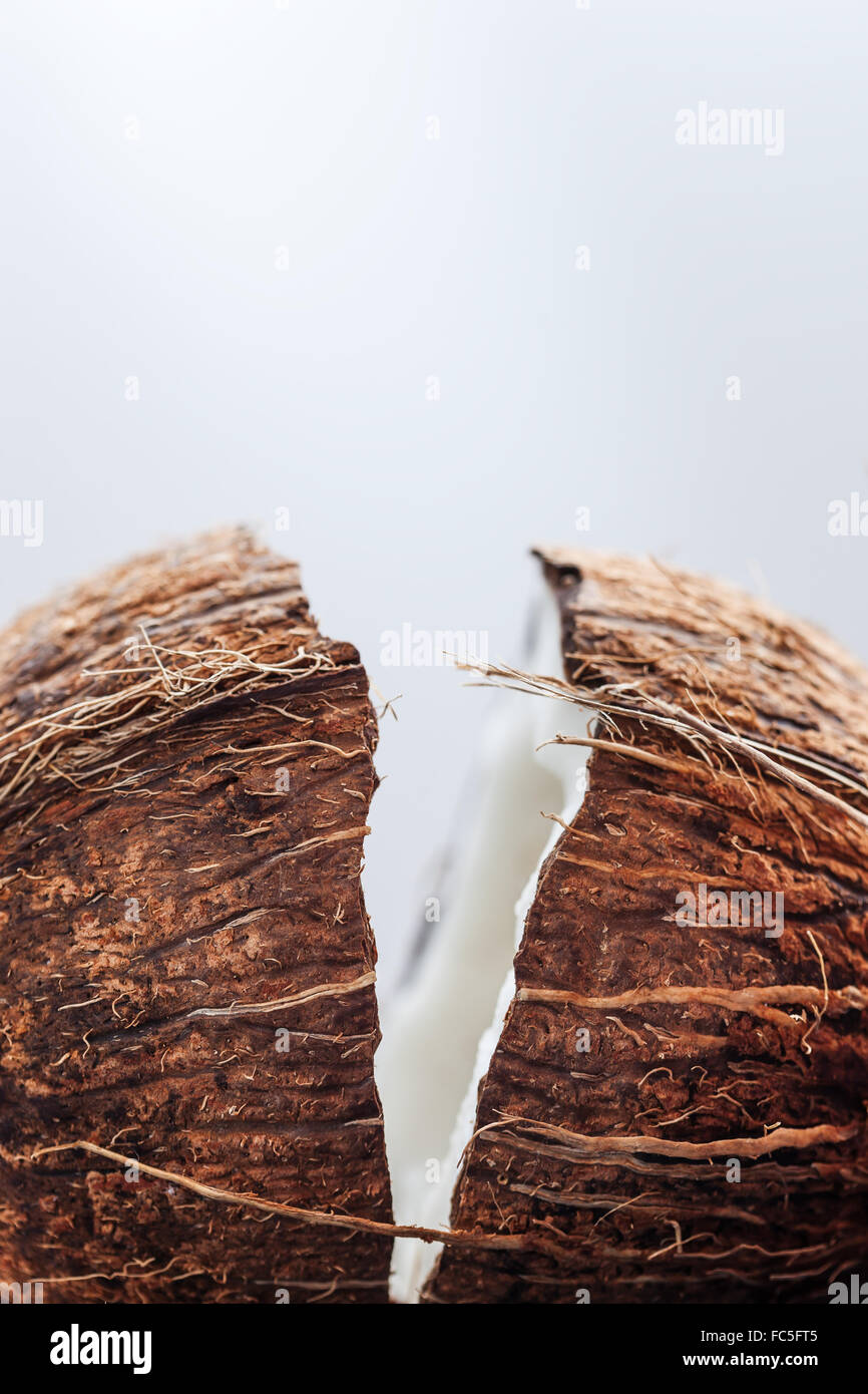Delicious coconut with white coconut pulp Stock Photo - Alamy