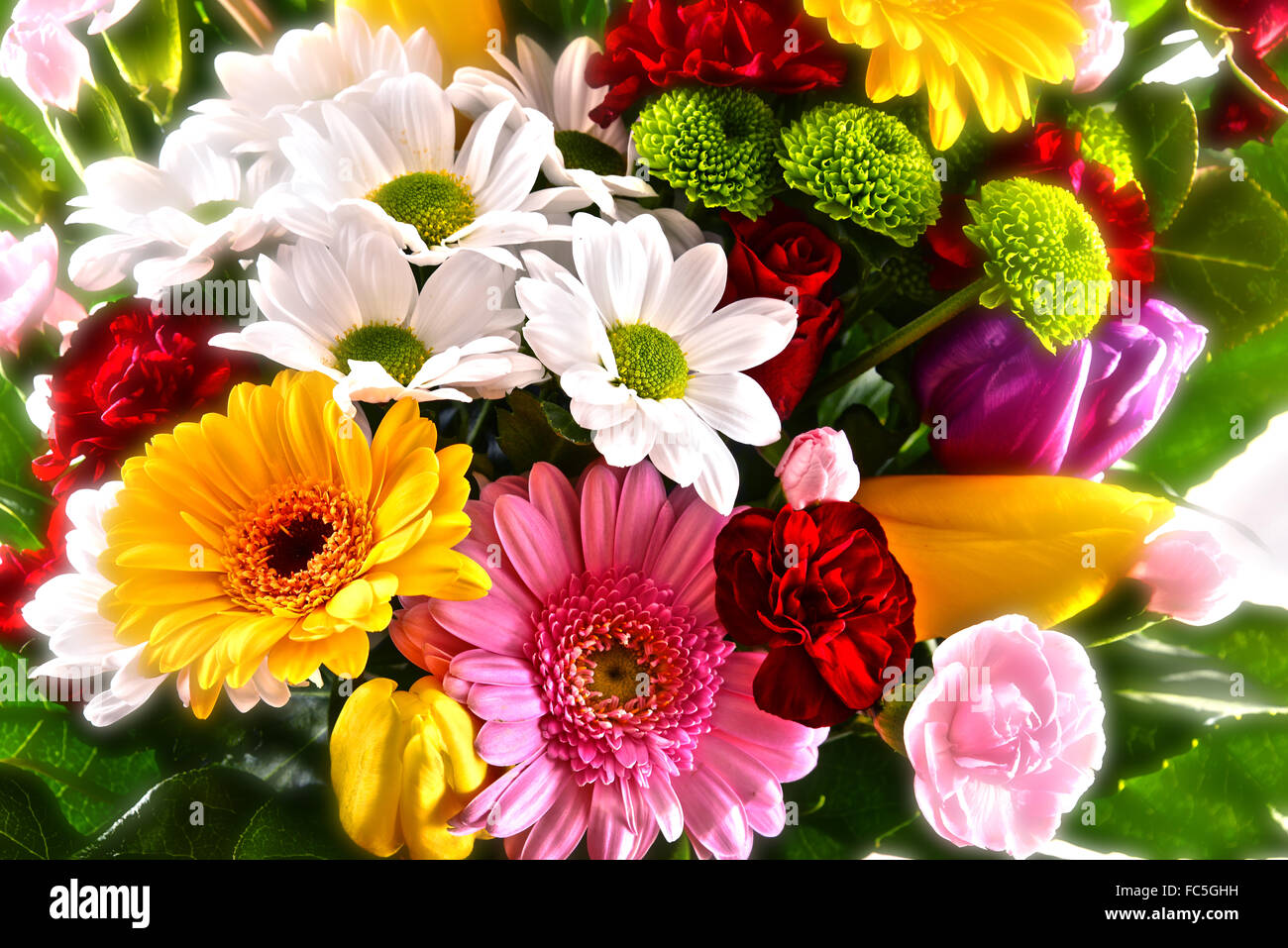 Composition with bouquet of flowers Stock Photo - Alamy