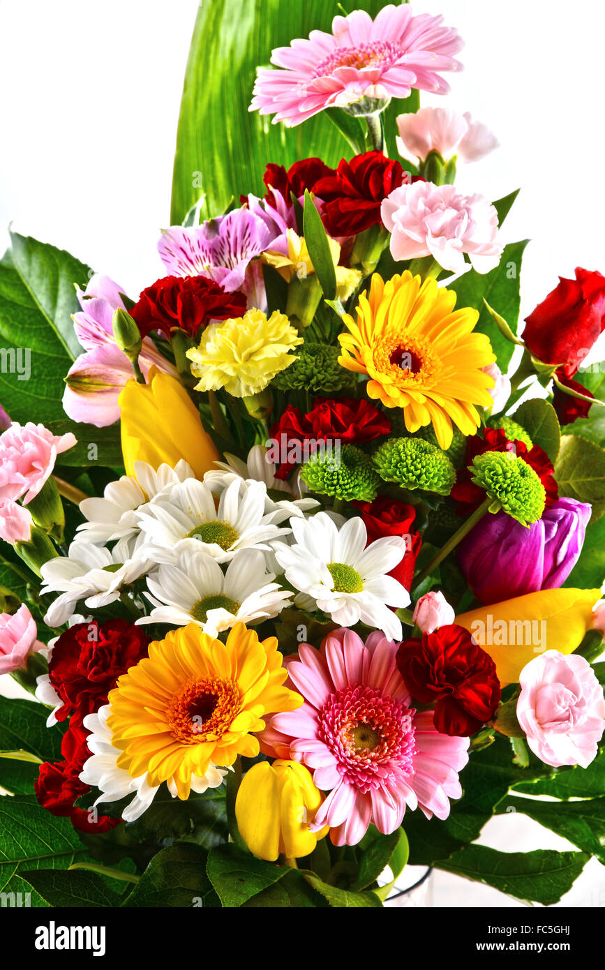 Composition with bouquet of flowers Stock Photo - Alamy