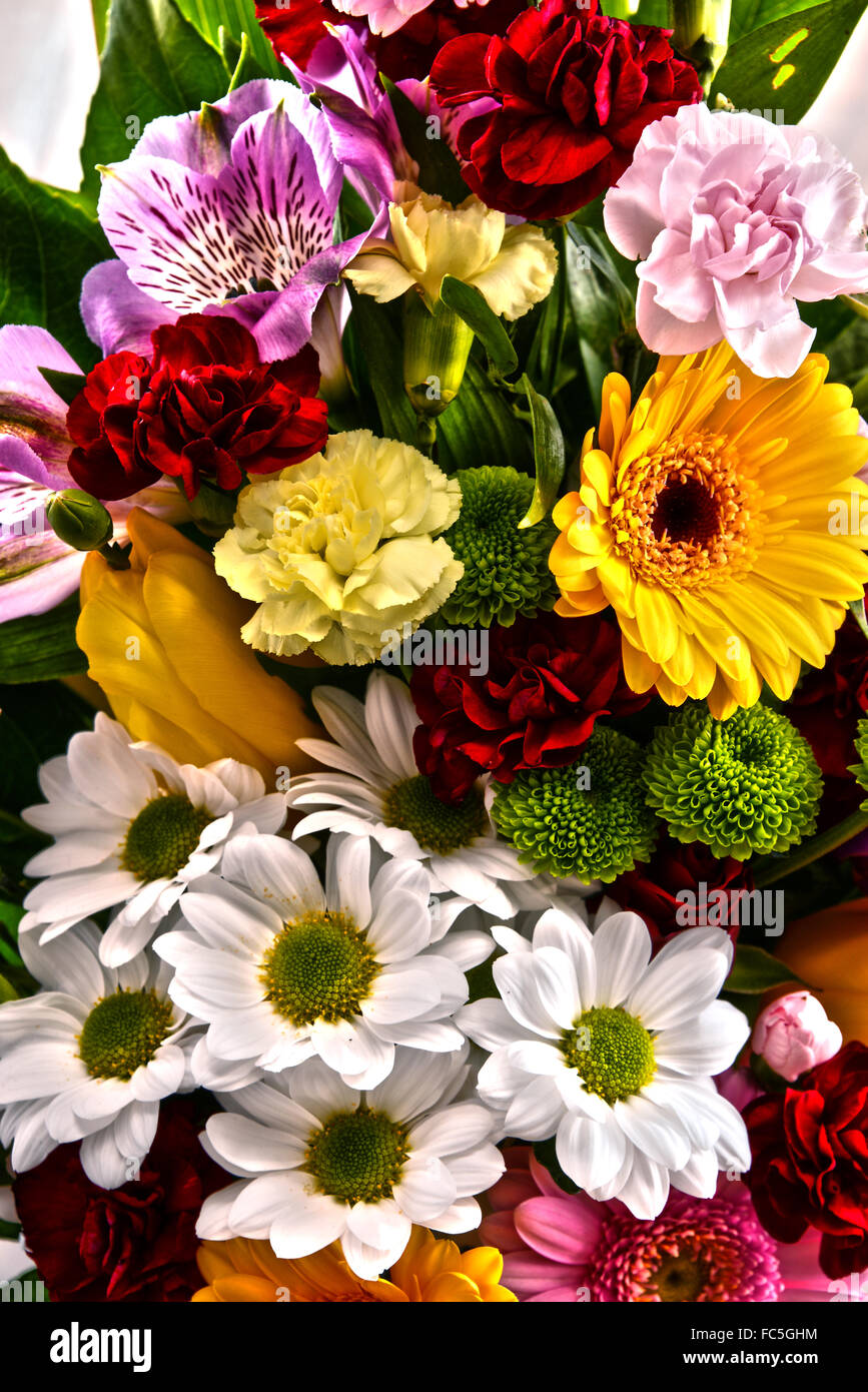 Composition with bouquet of flowers Stock Photo - Alamy