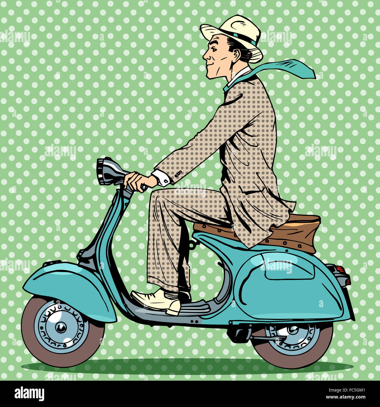man rides on a vintage scooter Stock Photo - Alamy