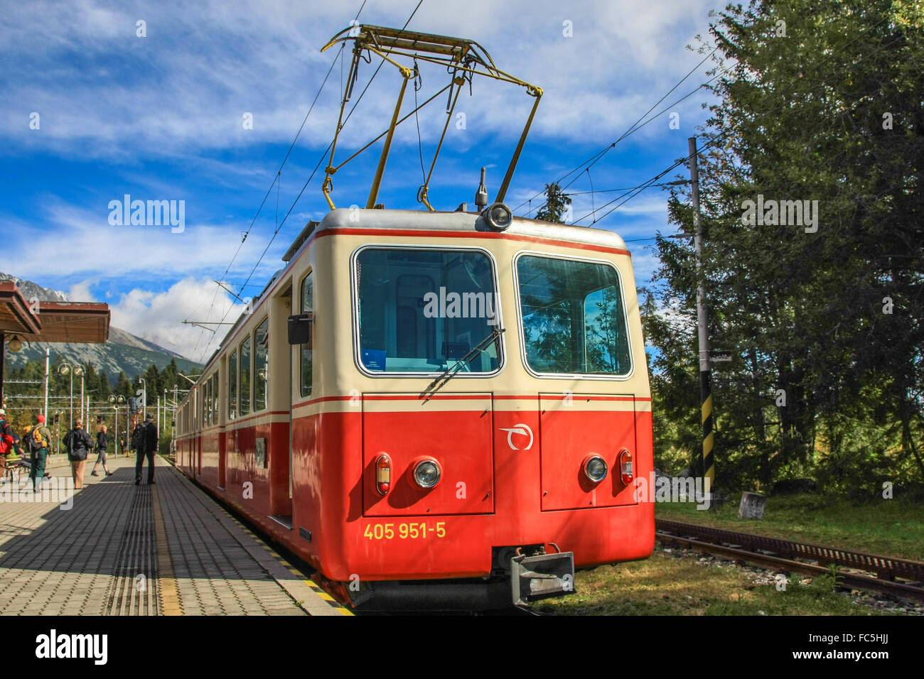 Train of the Tatra-Railway in Strbske Pleso Stock Photo - Alamy