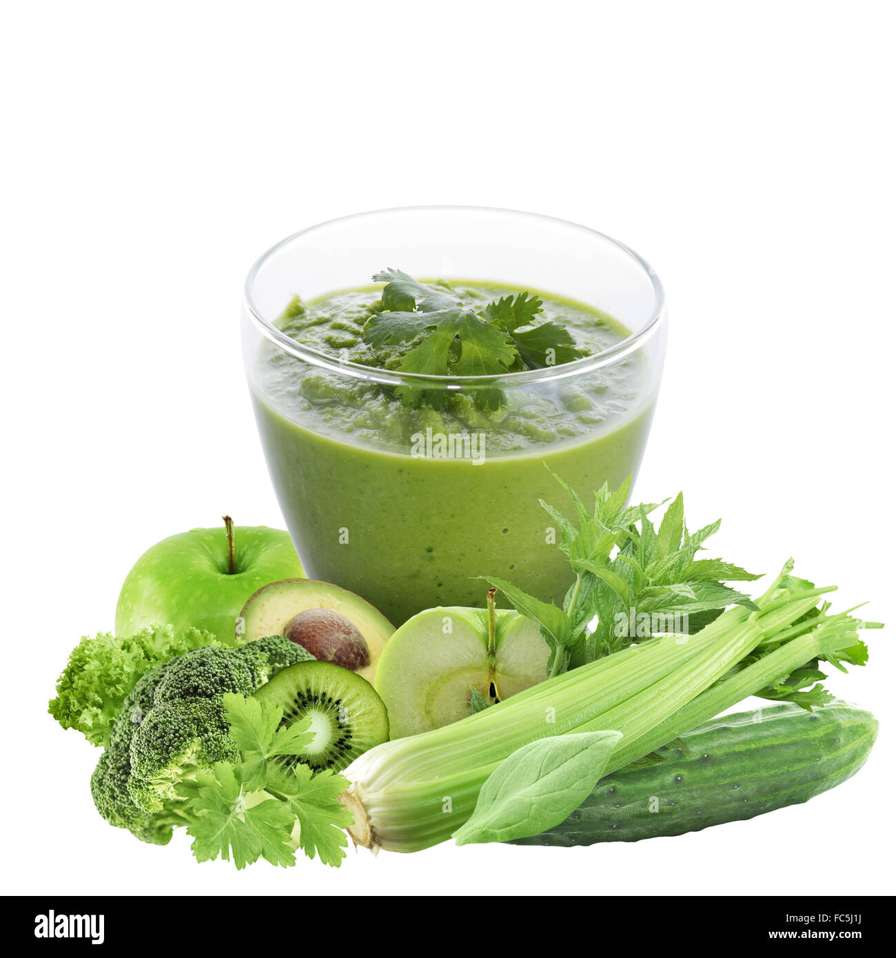 Green smoothie celery parsley Cut Out Stock Images & Pictures - Alamy