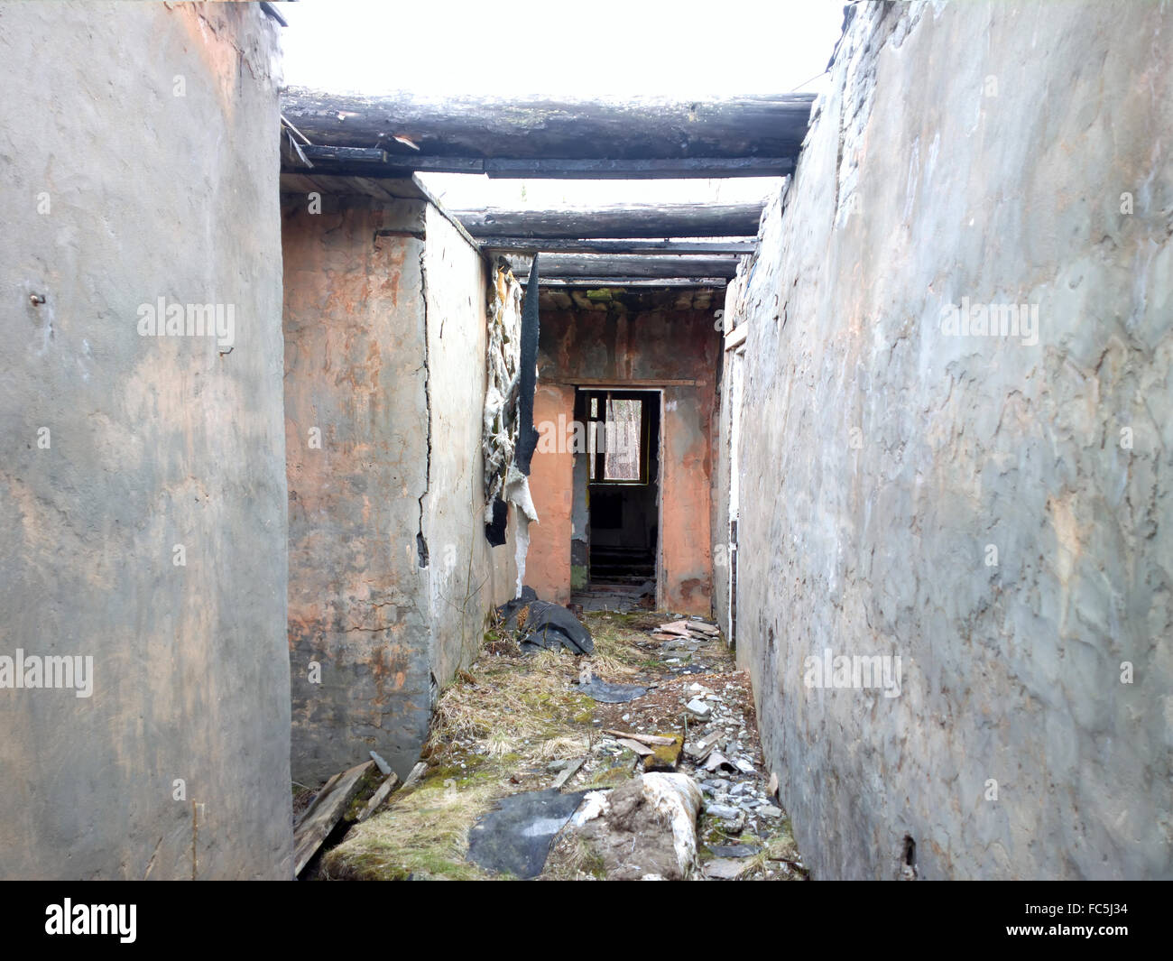 corridor in a ruined old building Stock Photo - Alamy