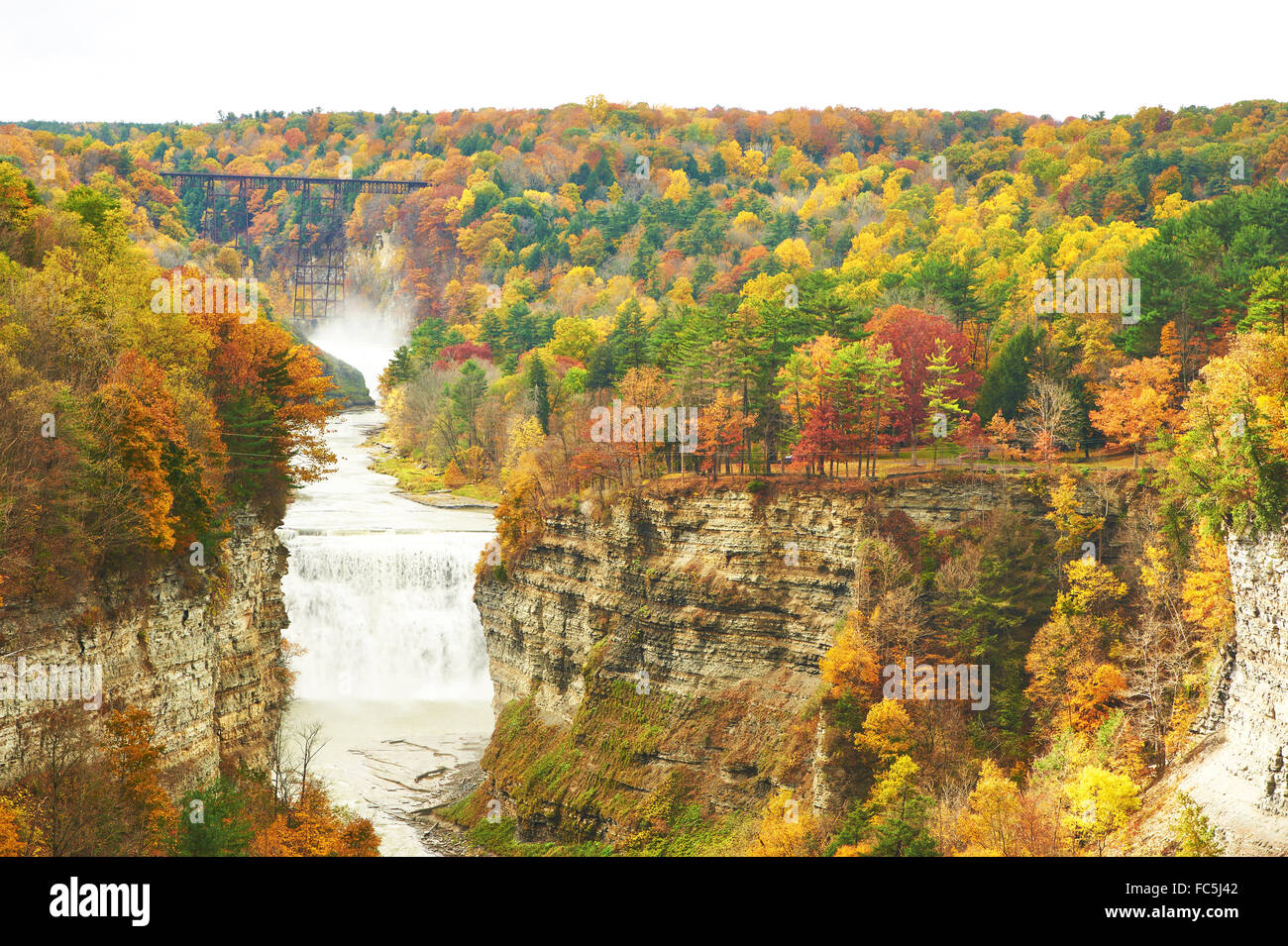 Autumn scene of waterfalls and gorge Stock Photo - Alamy
