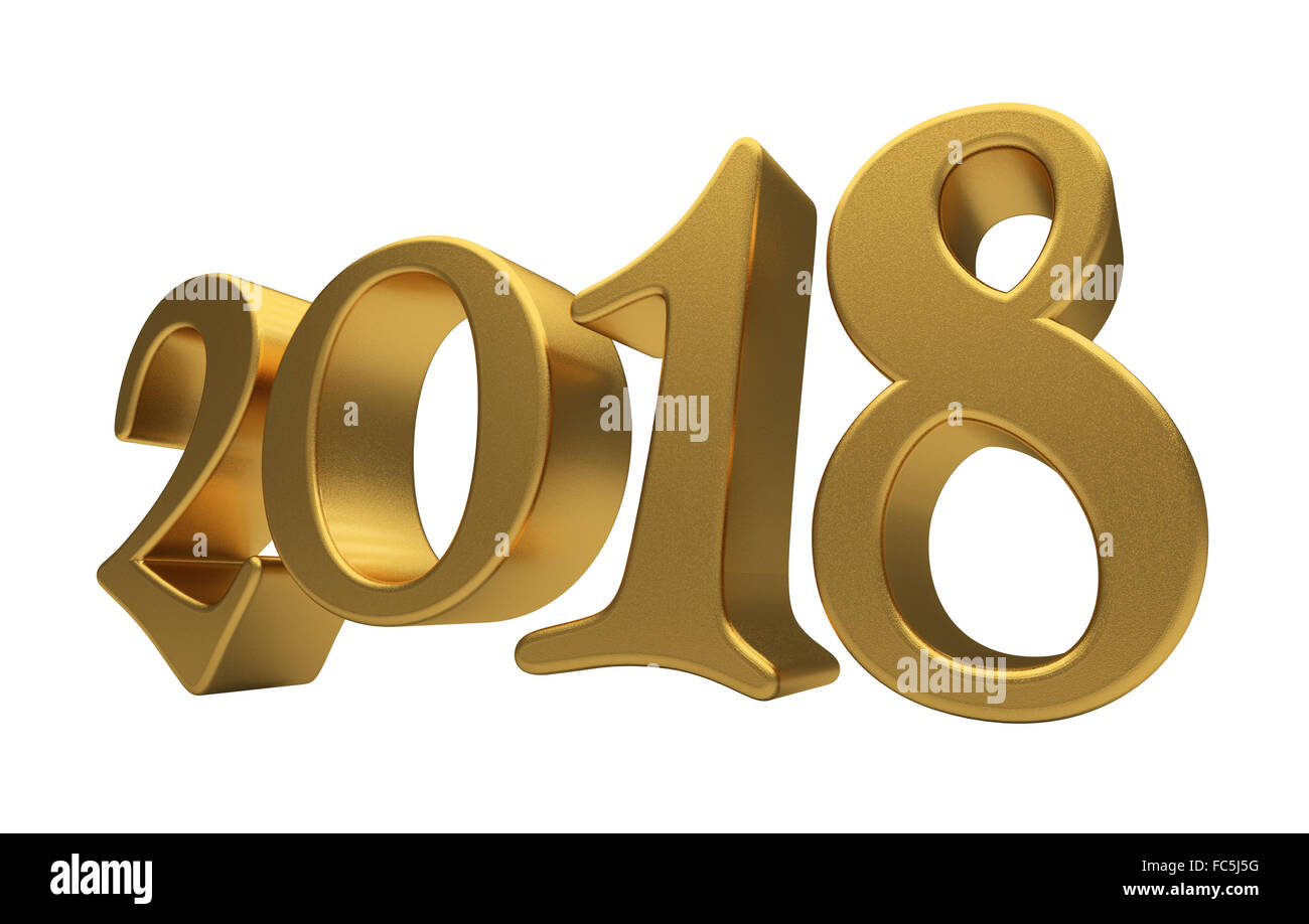 Gold 2018 lettering isolated Stock Photo - Alamy