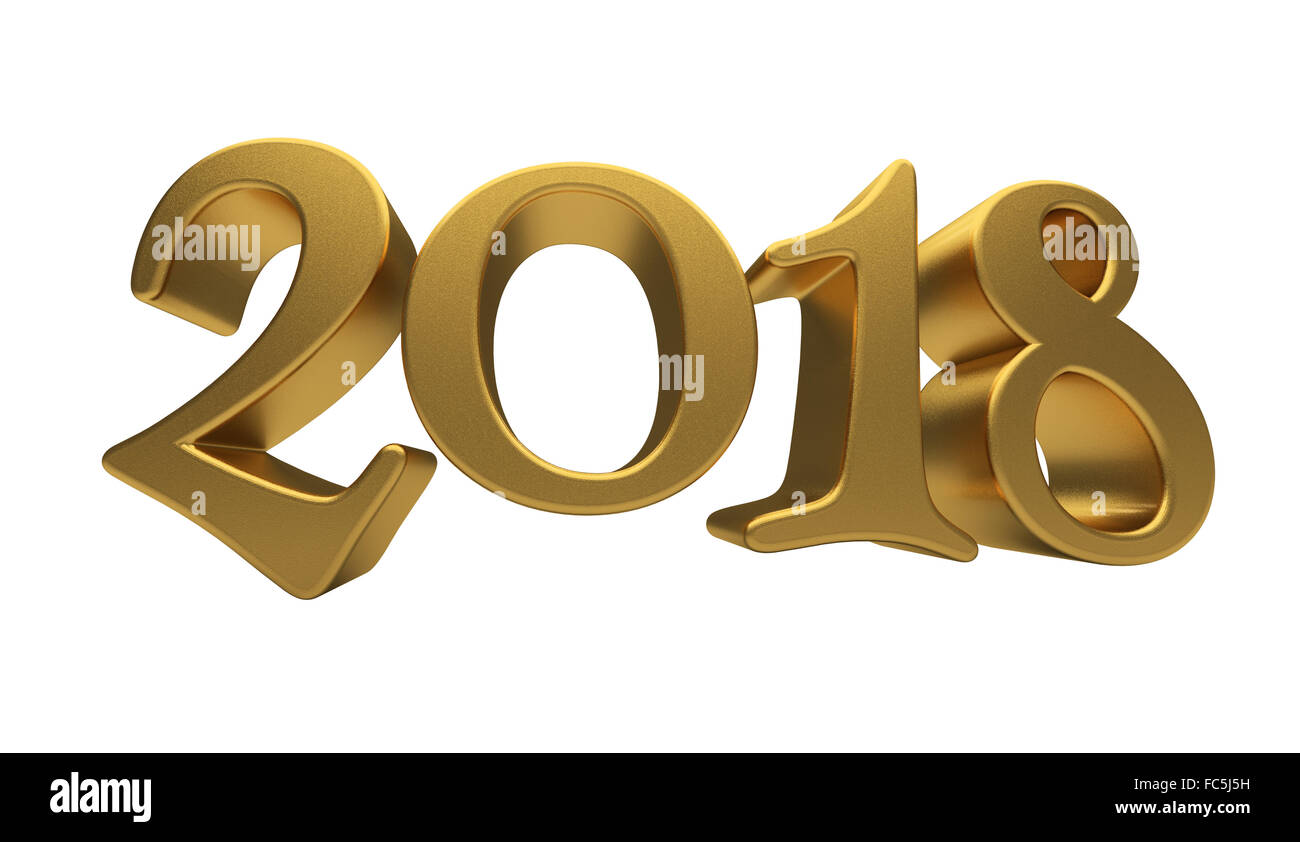 Gold 2018 lettering isolated Stock Photo - Alamy