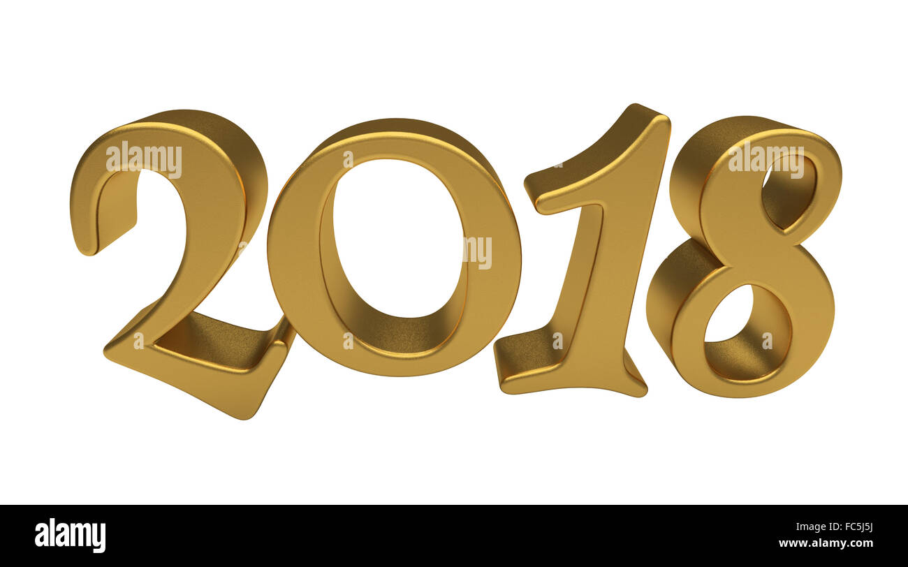 Gold 2018 lettering isolated Stock Photo - Alamy