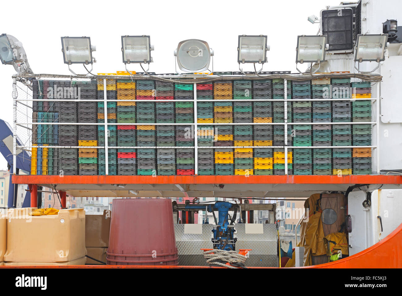 Stacked plastic fish boxes hi-res stock photography and images - Alamy