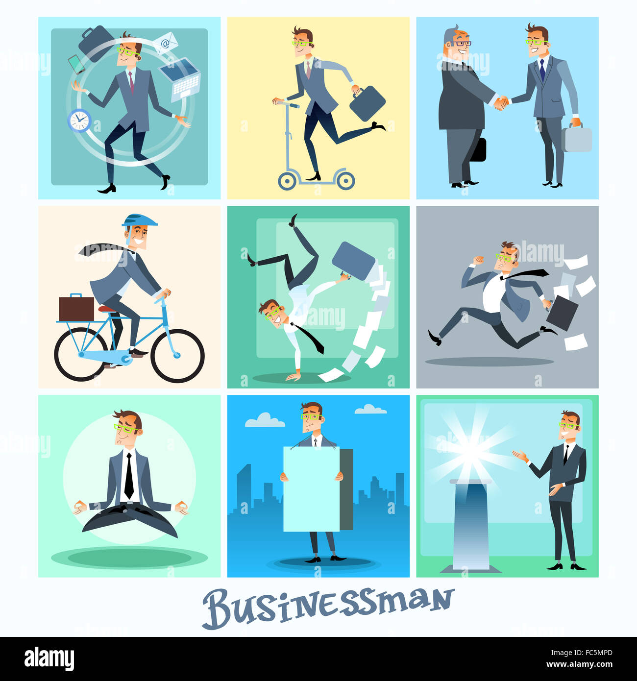 Set businessman collection business situations Stock Photo - Alamy