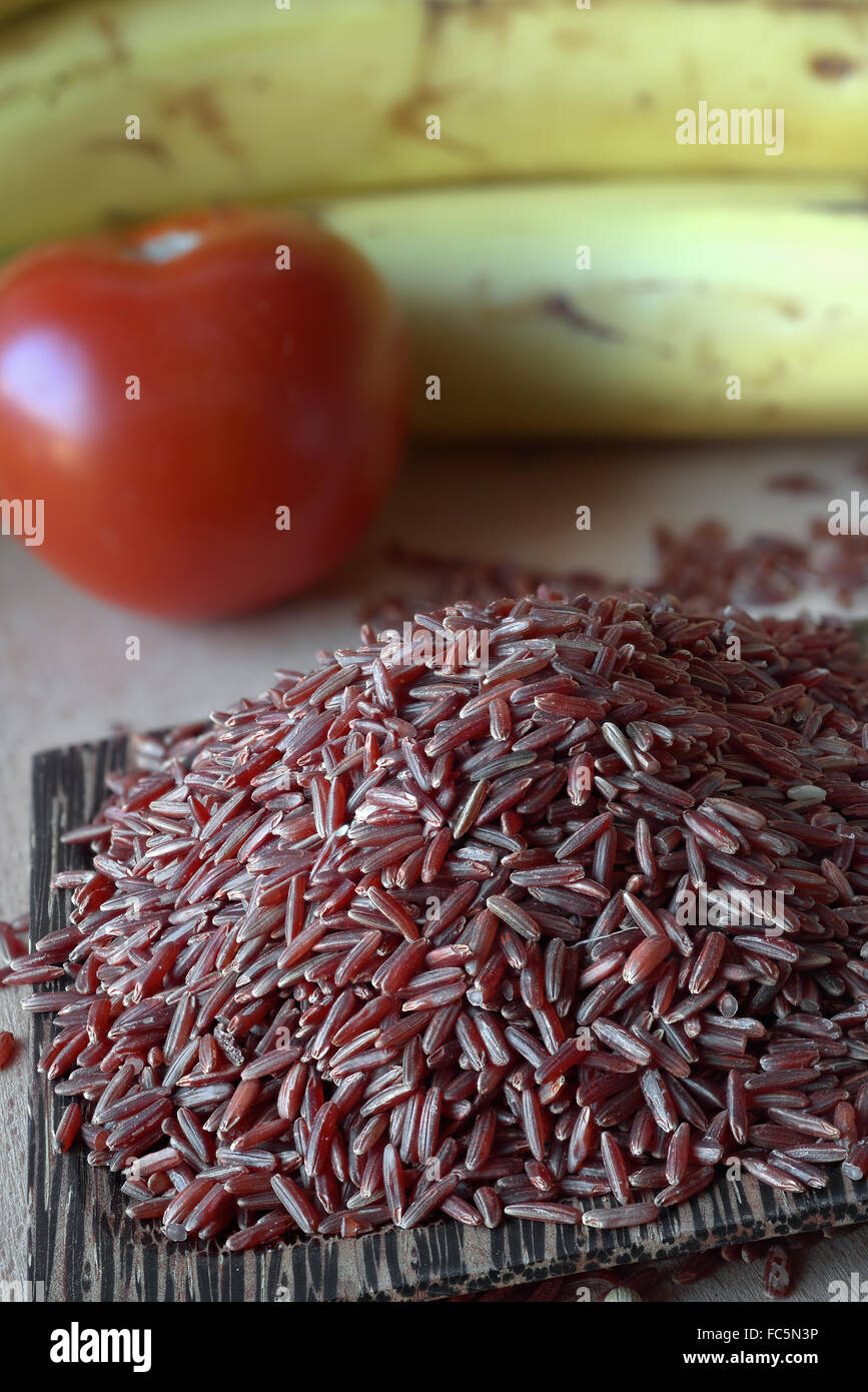 Red Rice, Bananas Stock Photo - Alamy