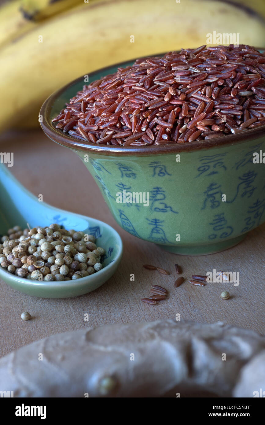 Red Rice, Bananas Stock Photo - Alamy