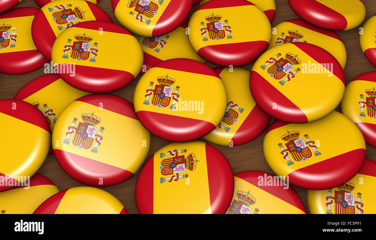 Spain flag on badges background image for Spanish national day events ...