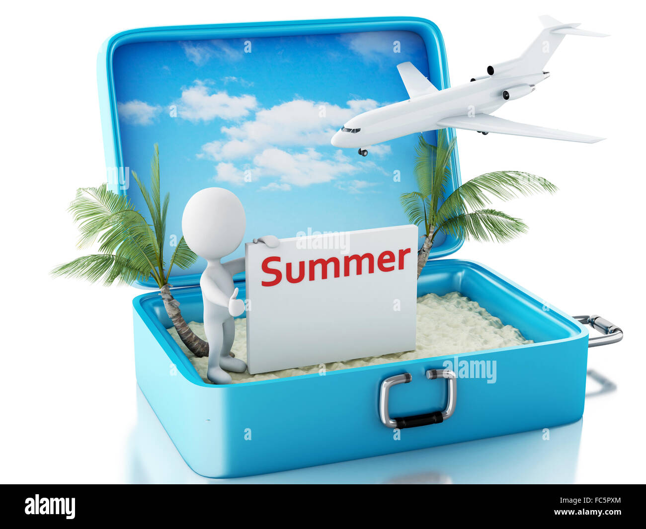 3d white people with signboard Stock Photo - Alamy